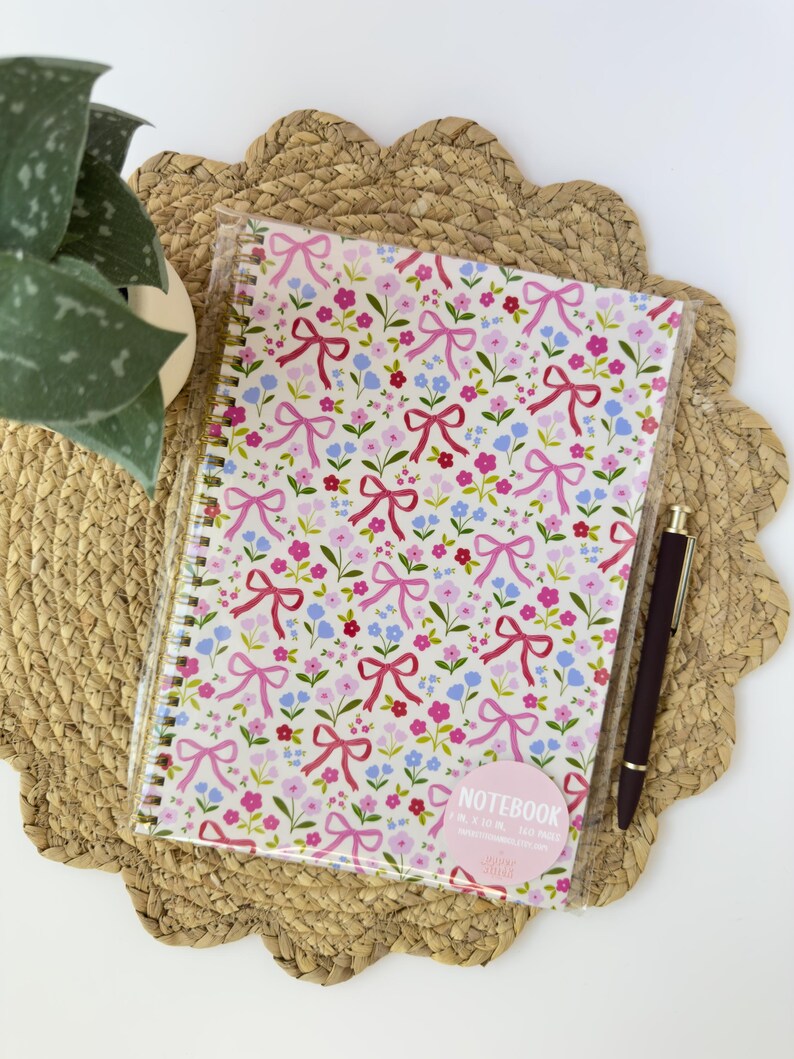 Coquette Bow & Floral Spiral Notebook - Etsy