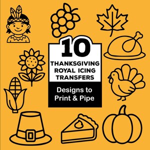 Thanksgiving Royal Icing Transfer Sheets: Fall Cookie Decor (PDF ...