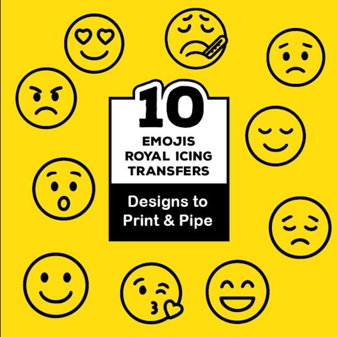 Emoji Royal Icing Transfers: Printable Cookie Decorating Templates (PDF ...