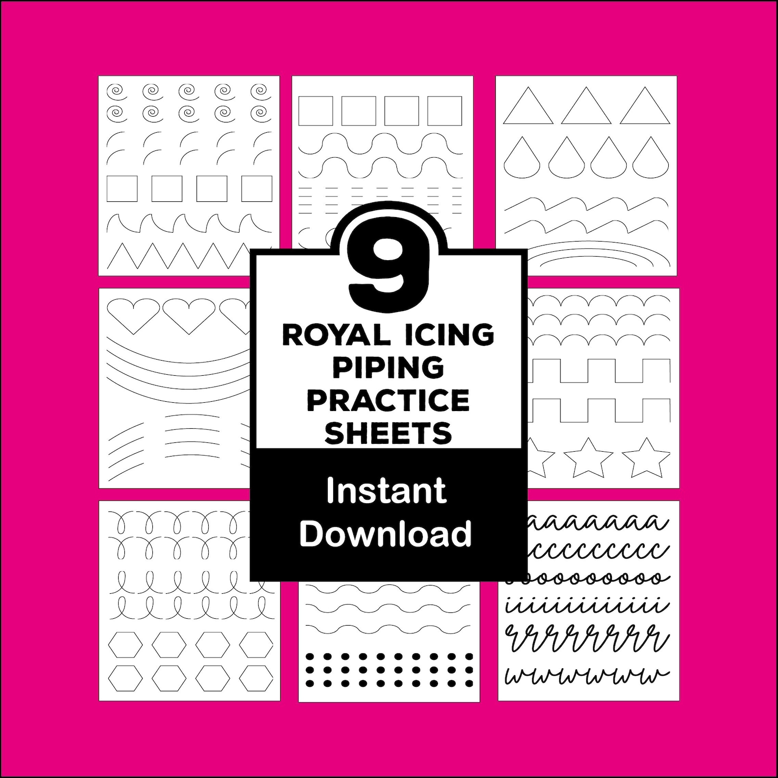 Royal Icing Piping Practice Sheets: Cookie Decorating Guide (PDF ...
