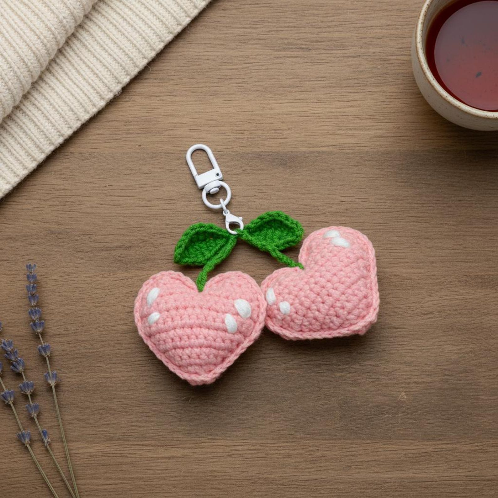 Heart Cherry Keychain Crochet PDF Pattern - Easy Crochet Cute Valentine ...