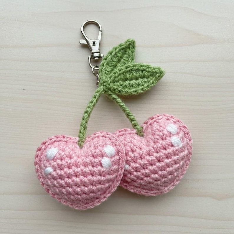 Heart Cherry Keychain Crochet PDF Pattern - Easy Crochet Cute Mothers ...
