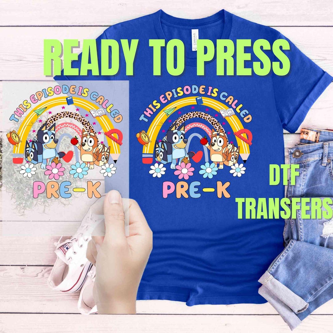 Bluey Back to School DTF Transfer, Custom Grade Name Print ...