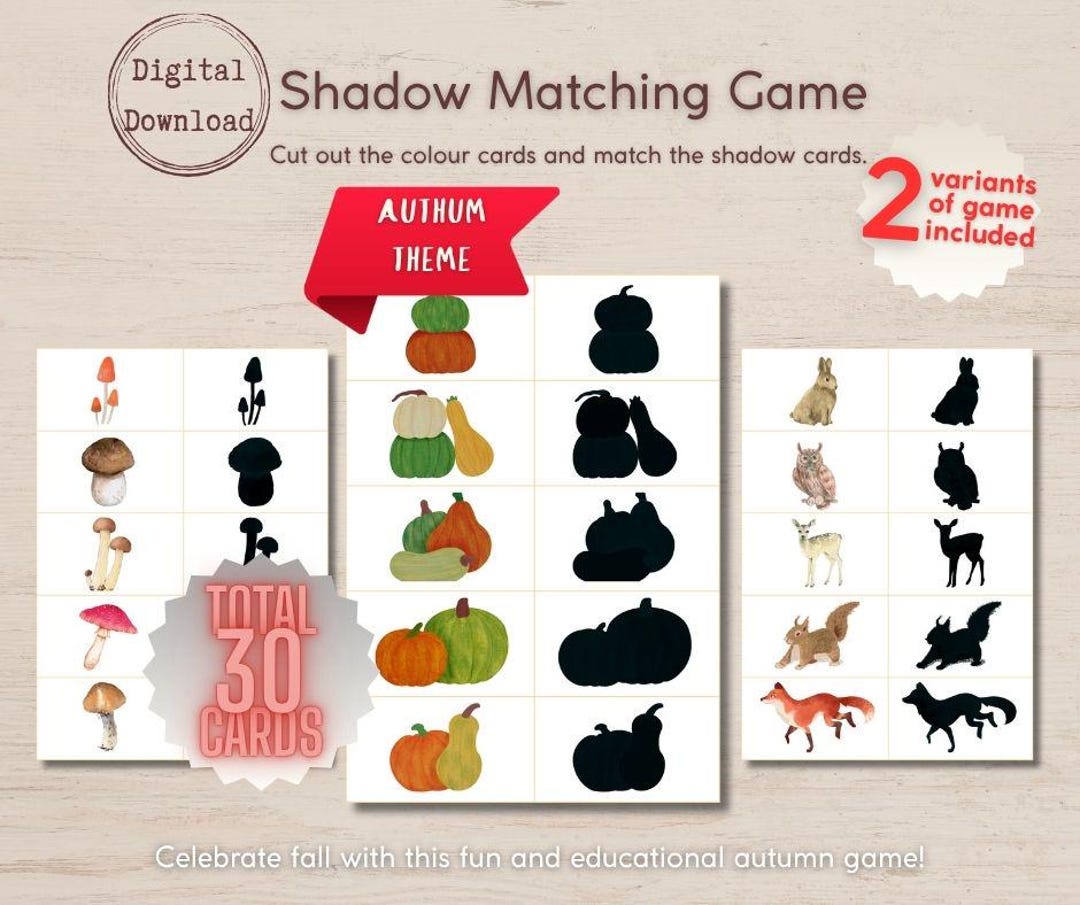 Leaf Shadow Matching Game | Montessori Learning (PDF) - Etsy