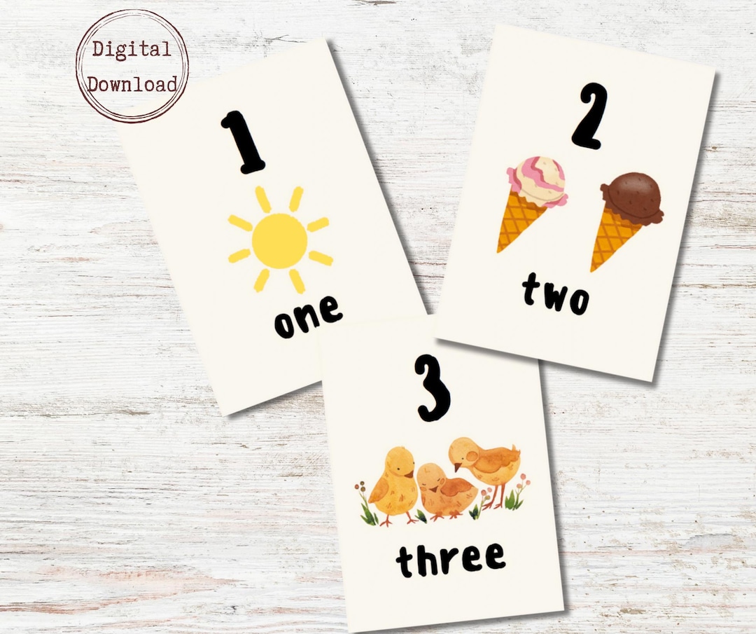 Printable Number Flashcards: 1-10 Counting Cards for Preschool (digital ...