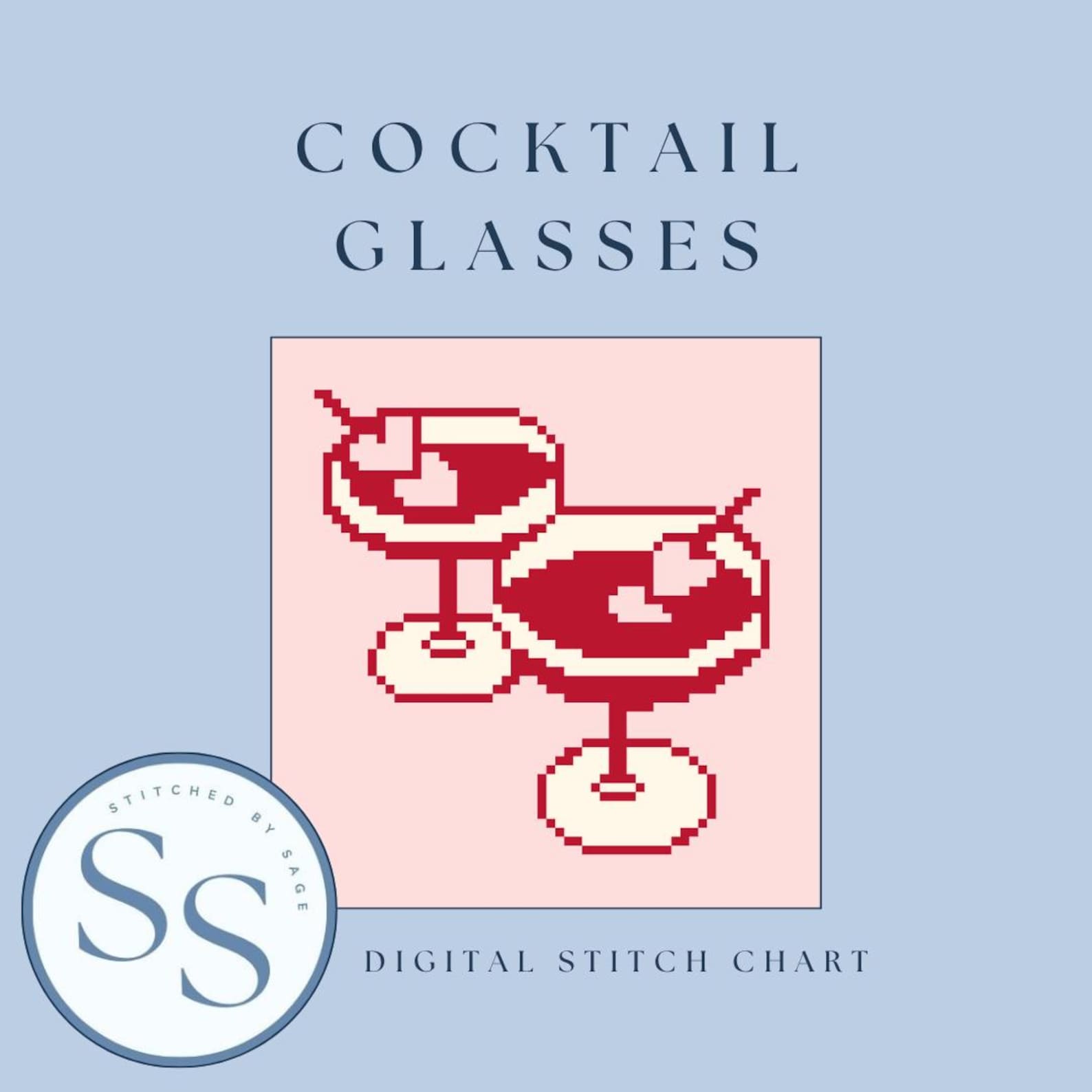 Cocktail Glasses Needlepoint Chart | Digital Download | Cross Stitch ...