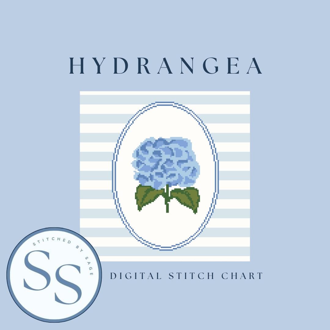 Hydrangea Needlepoint Chart: Floral Cross Stitch PDF Pattern (digital ...