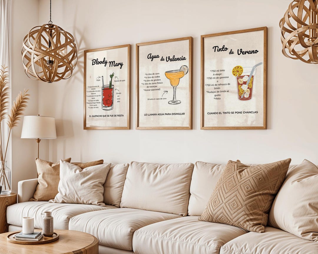 3 Fun Cocktail Printables | Spanish Cocktail Wall Art | Kitchen & Bar ...