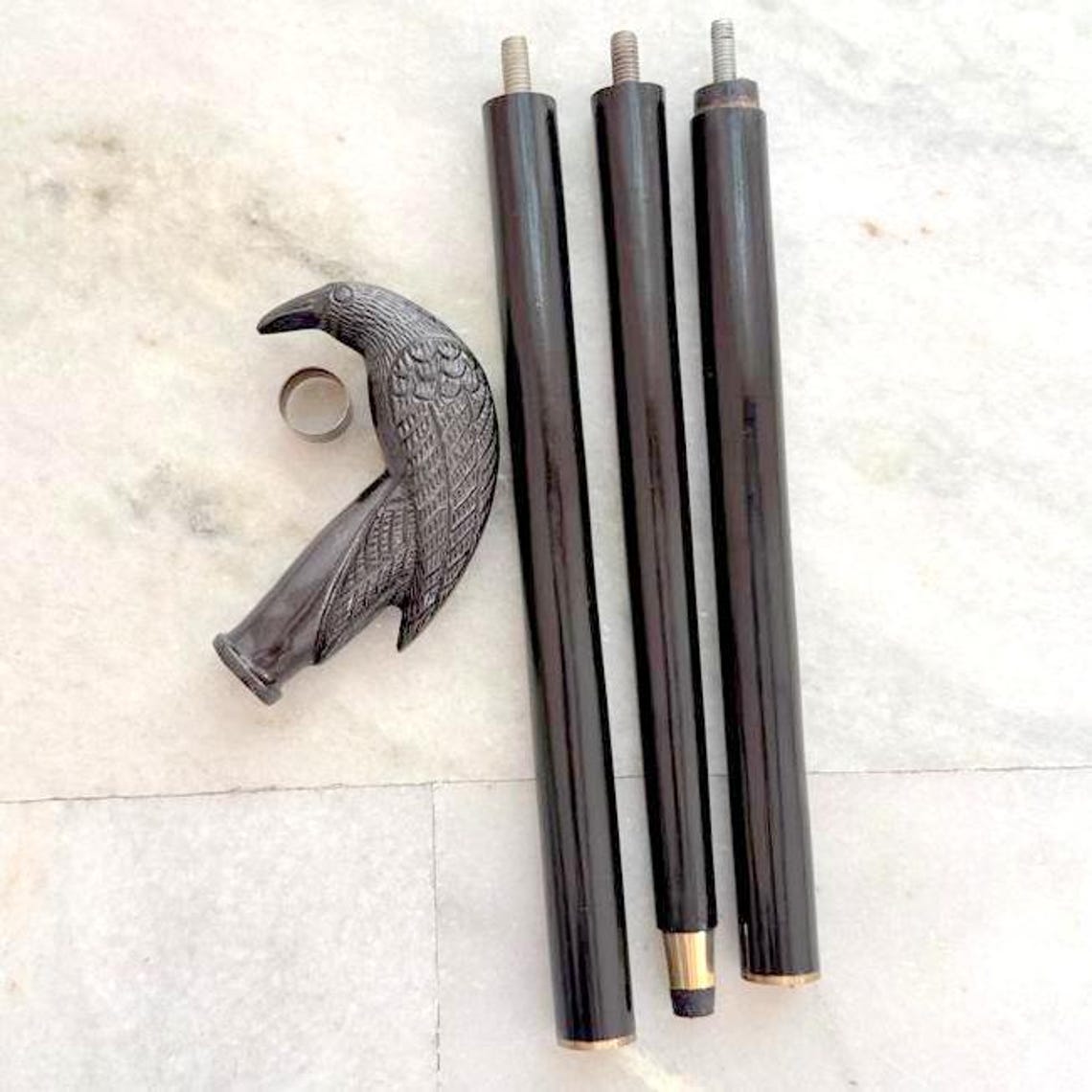 Raven Head Walking Cane | Gothic Bird Handle Cane | Black Wooden ...