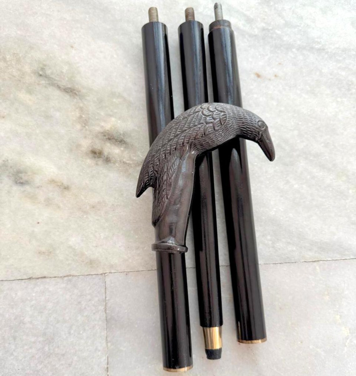 Raven Head Walking Cane | Gothic Bird Handle Cane | Black Wooden ...