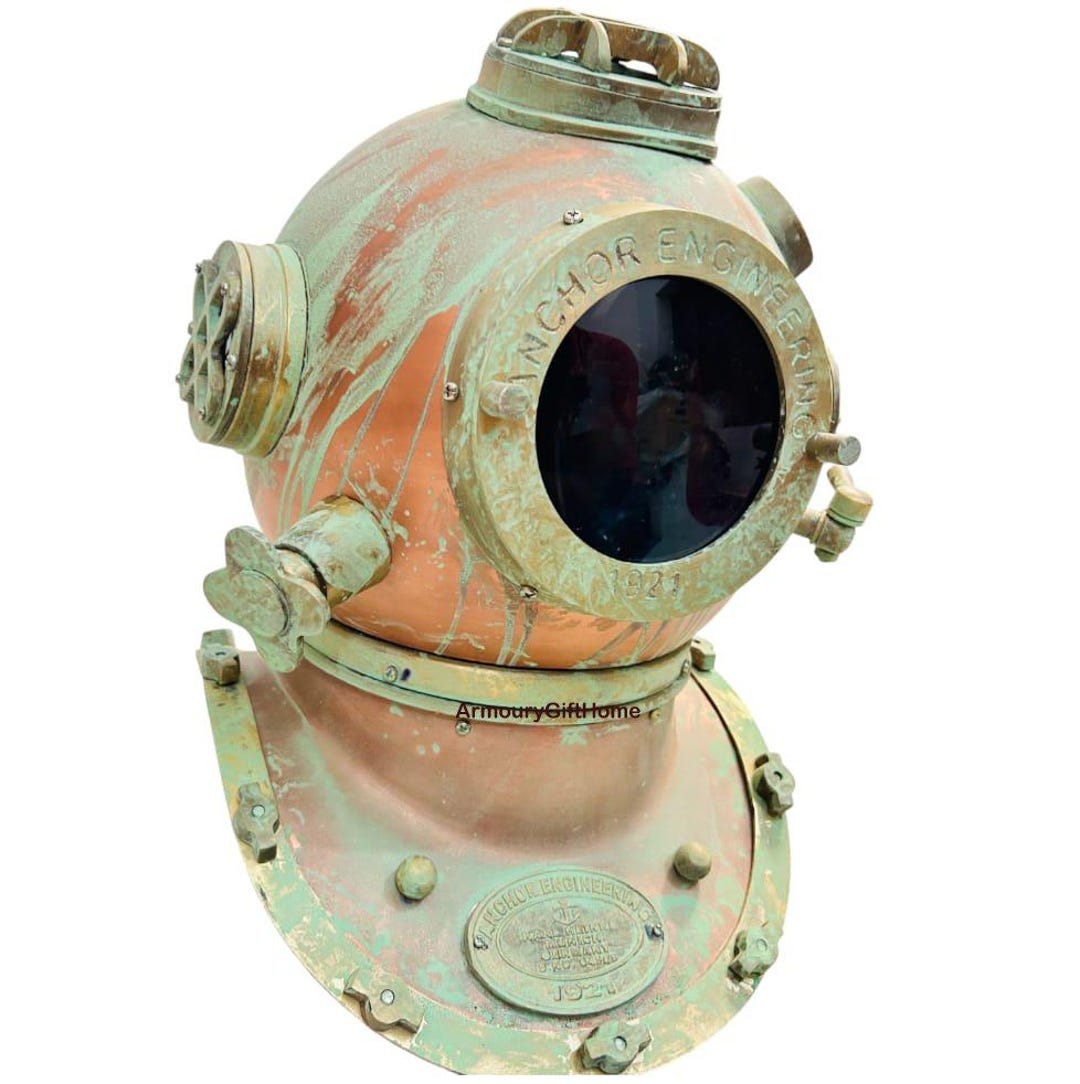 Antique Style 1921 Diving Helmet | Brass & Copper Nautical Helmet ...