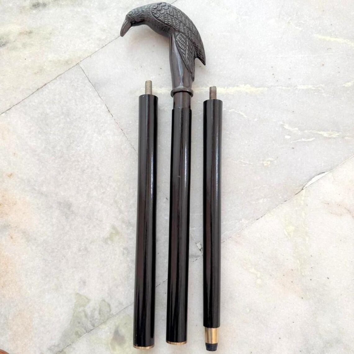 Raven Head Walking Cane | Gothic Bird Handle Cane | Black Wooden ...