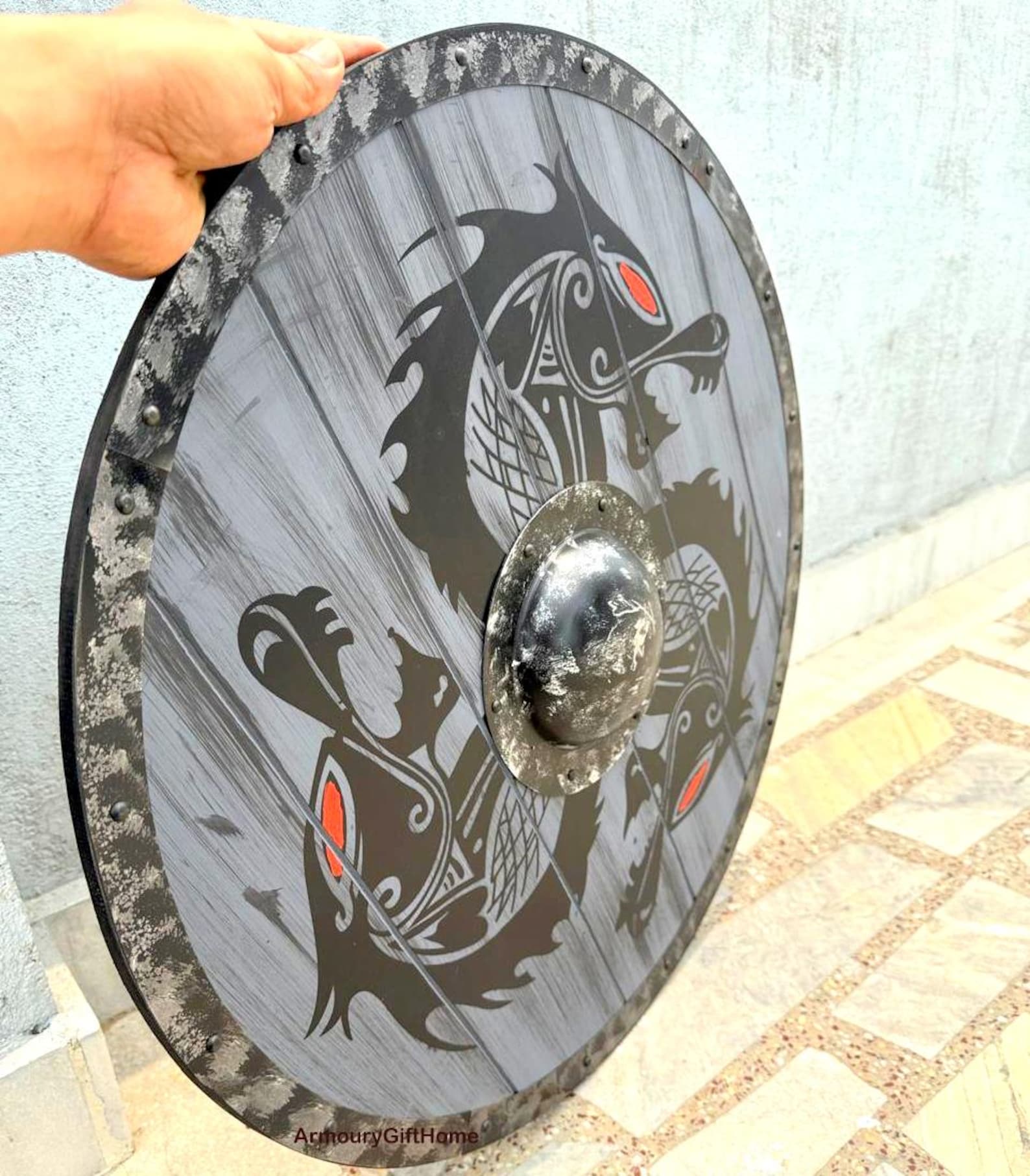 Handcrafted Viking Wooden Shield: 22" LARP Cosplay Wall Decor - Etsy