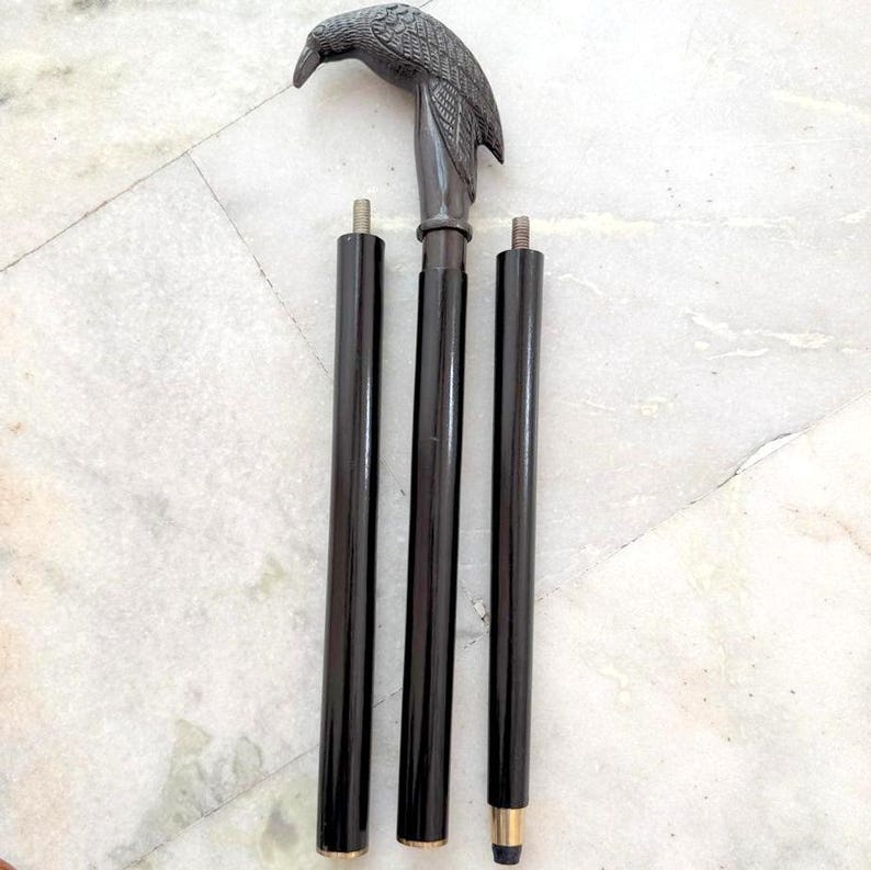 Raven Head Walking Cane | Gothic Bird Handle Cane | Black Wooden ...