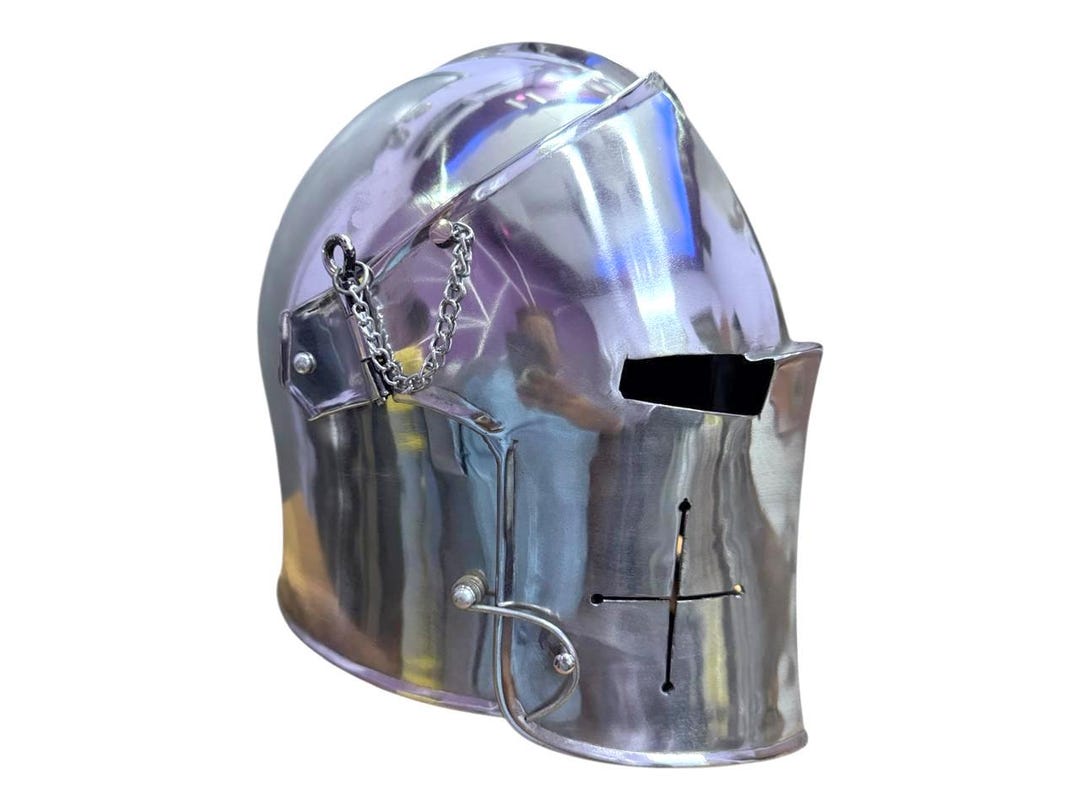 Medieval Barbuta Helmet With Visor – Knight Armor Warrior Helmet – LARP ...