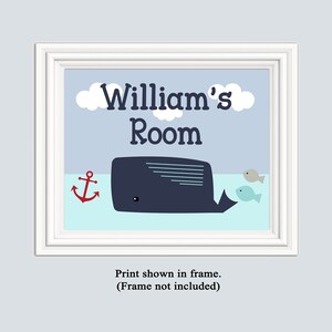 Personalized navy Whale/by the Sea/nautical/ocean Life Unframed Nursery ...
