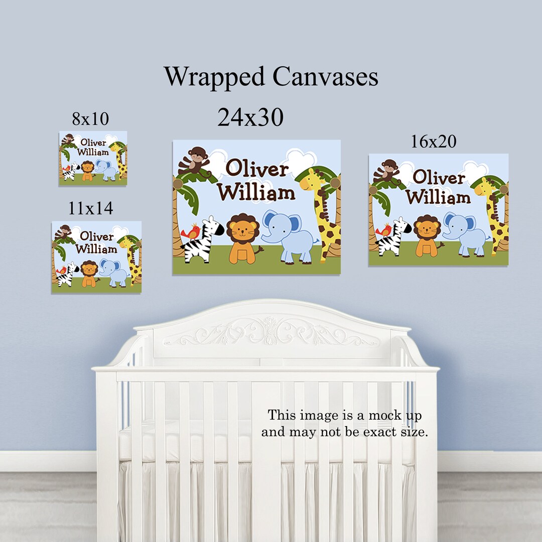 Personalized jungle Safari Animals Elephant, Giraffe, Zebra, Monkey ...