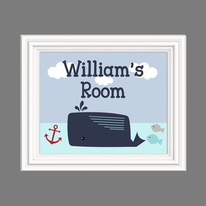 Personalized navy Whale/by the Sea/nautical/ocean Life Unframed Nursery ...
