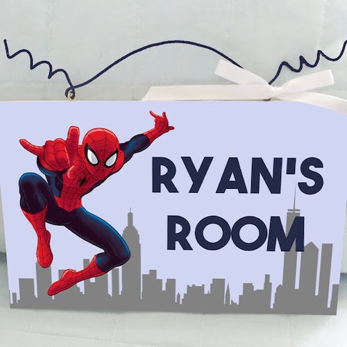 Spiderman Room Wall Plaques Set of 4 Spiderman Boy's | Etsy