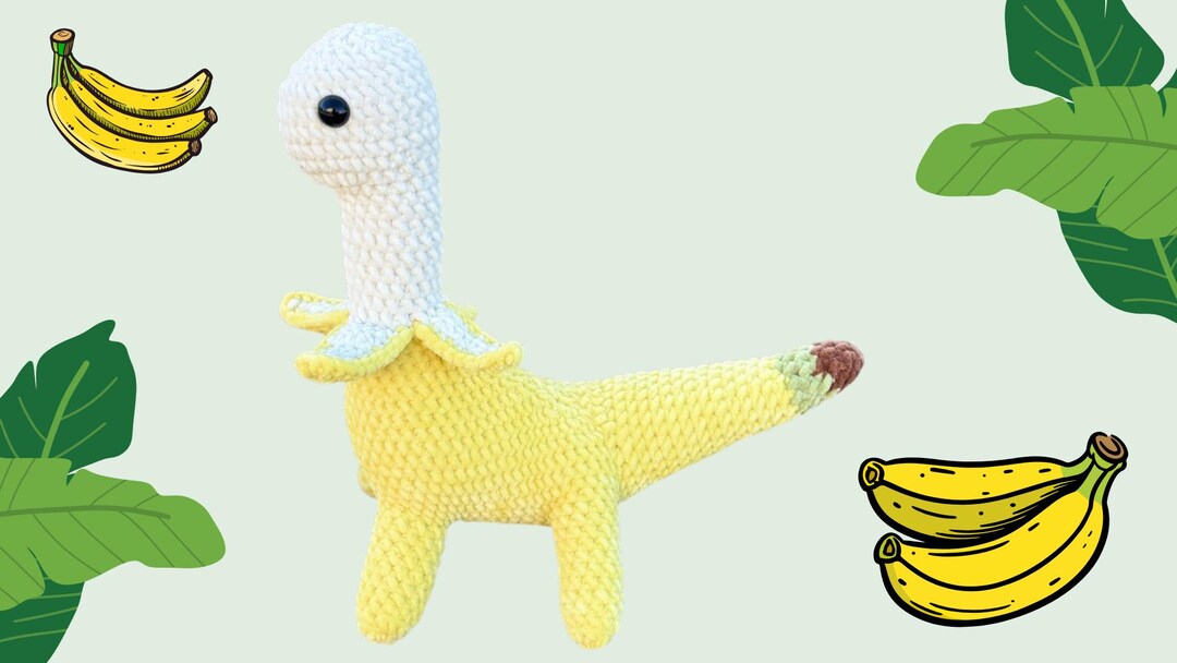 Bananasaurus Crochet Plushie | Large Handmade Quirky Dinosaur - Etsy