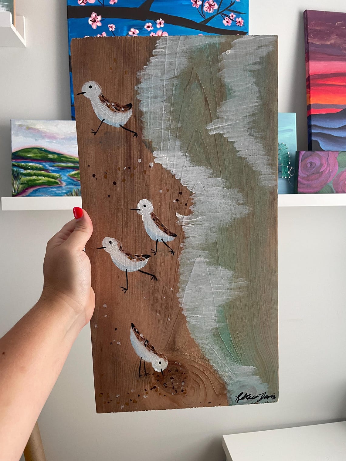 Original Sandpiper Painting: Coastal Grandmillennial Beach House Art - Etsy