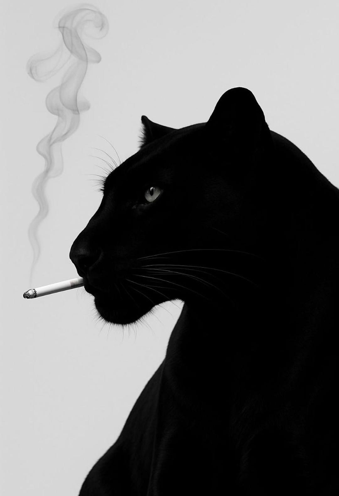 Black Panther Smoking a Cigarette Framed Vertical Poster Wall Art ...