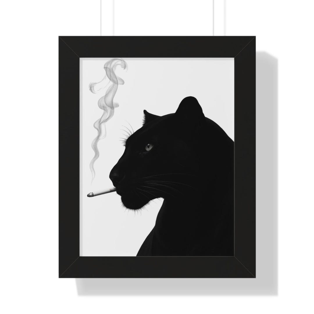 Black Panther Smoking a Cigarette Framed Vertical Poster Wall Art ...