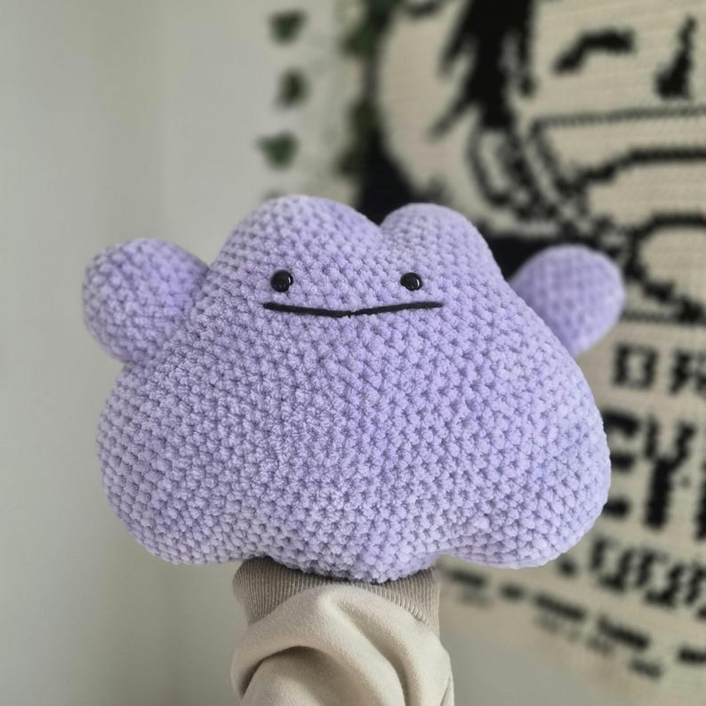 Crochet Ditto-inspired Plushie | Kawaii Purple Blob | Handmade Pokémon ...