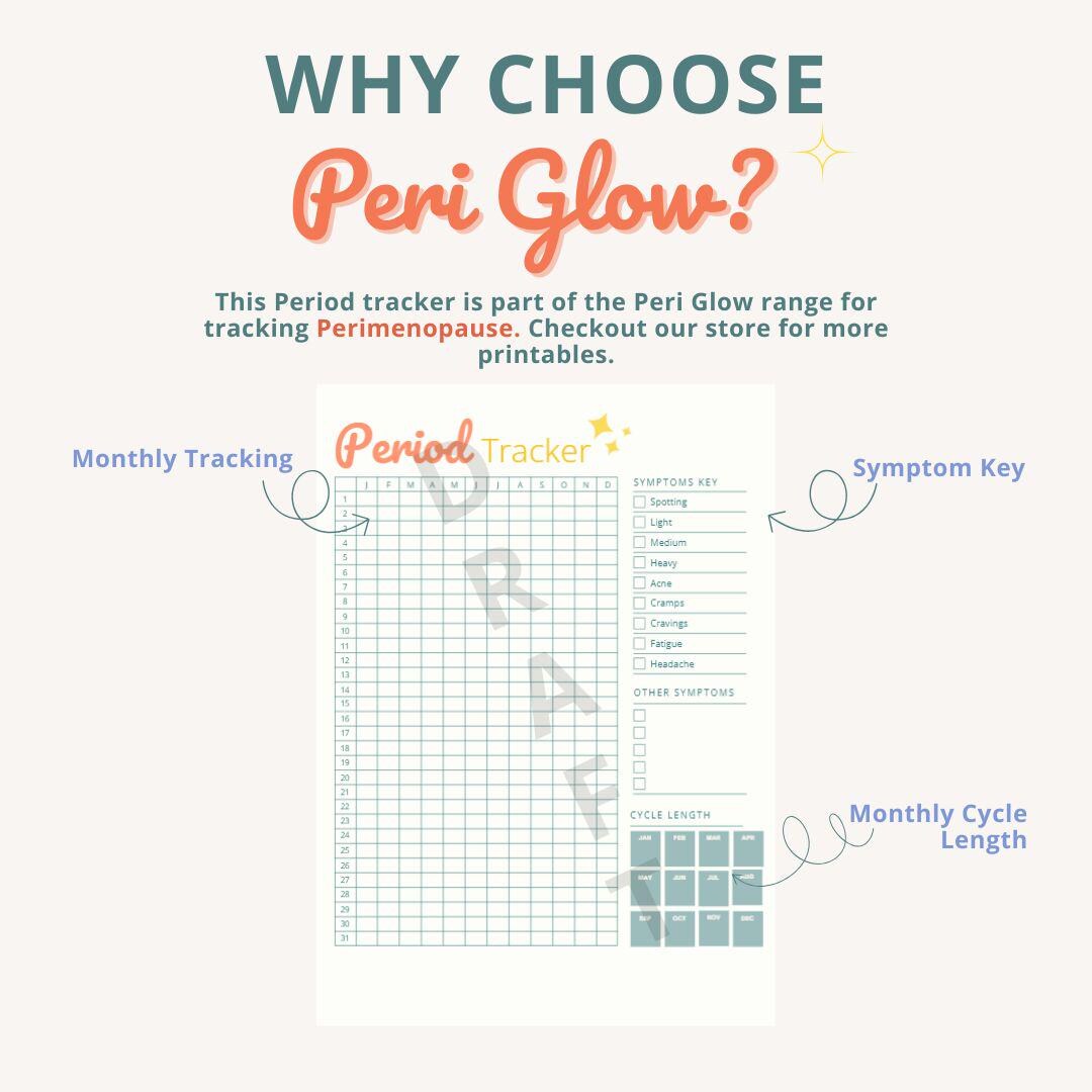 Period Tracker, Peri Glow - Perimenopause Journal – A4 Printable PDF ...