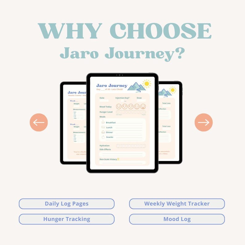 Injectable Weight Tracker - Jaro Journey 30-day Planner, GLP-1 Weight ...
