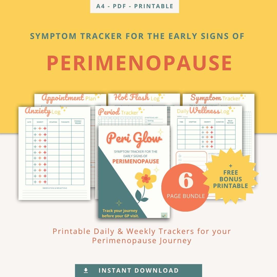 Perimenopause Journal Bundle – Peri Glow | Symptom Tracker | Digital ...