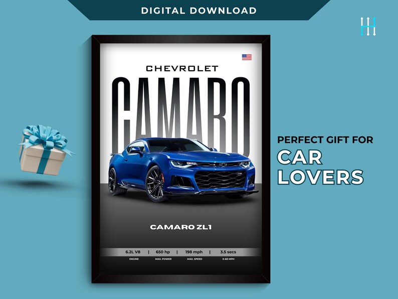 Camaro ZL1 Muscle Car Poster: Automotive Wall Art (digital Download A1 ...