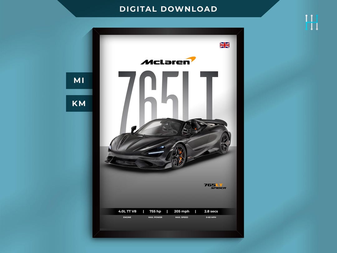 Mclaren 765LT Black Edition Poster: Supercar Wall Art (digital Download ...