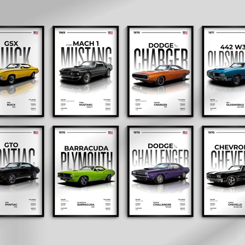 Muscle Car Print - Etsy