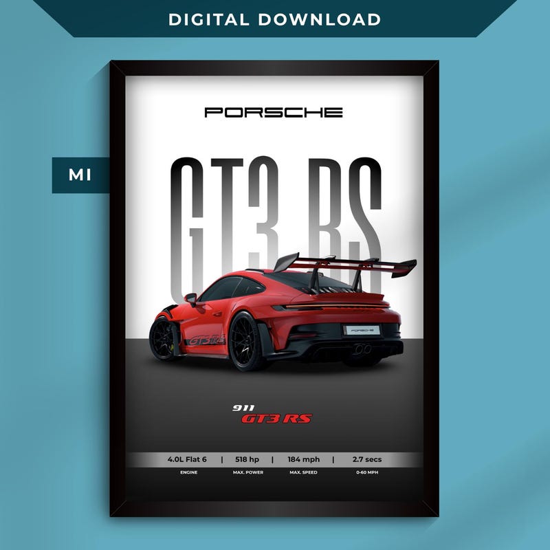 Porsche 911 Gt3 Rs Poster - Etsy