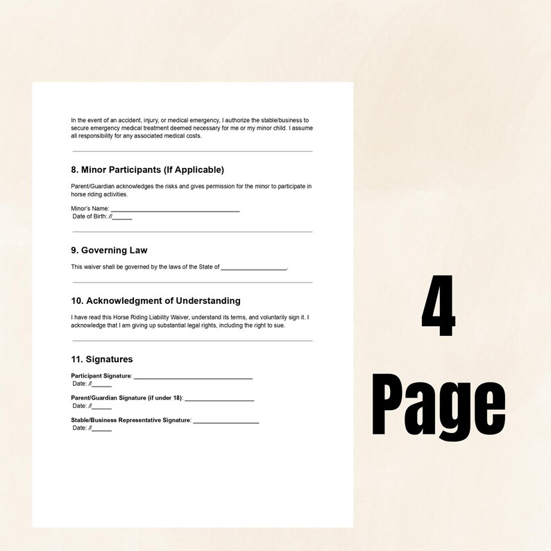 Horse Riding Liability Waiver Template: Editable Equestrian Release ...