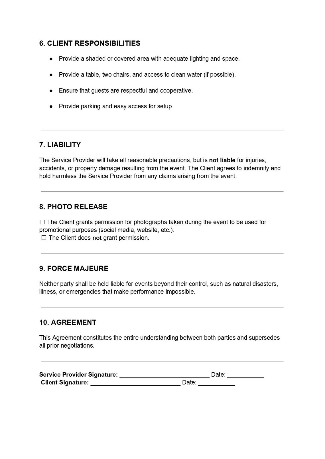 Face Painting Contract Template | Event Artist Agreement (DOC, PDF) - Etsy