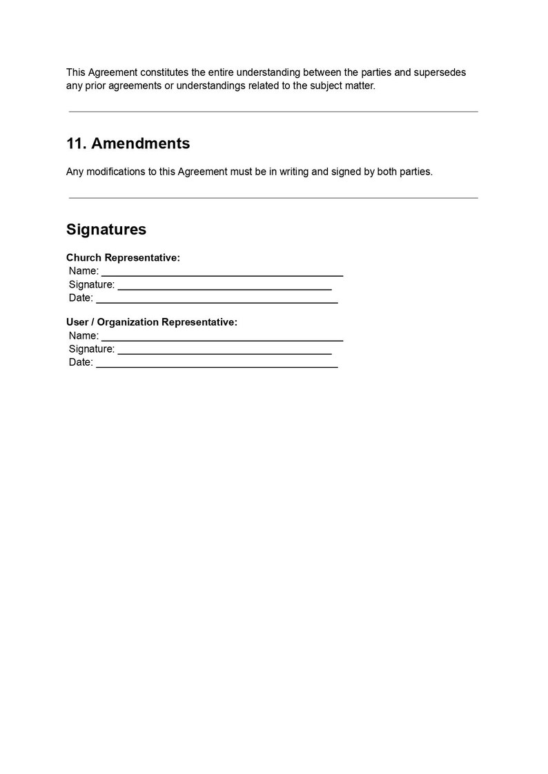 Church Facility Use Agreement Template: Editable DOC & PDF Instant ...