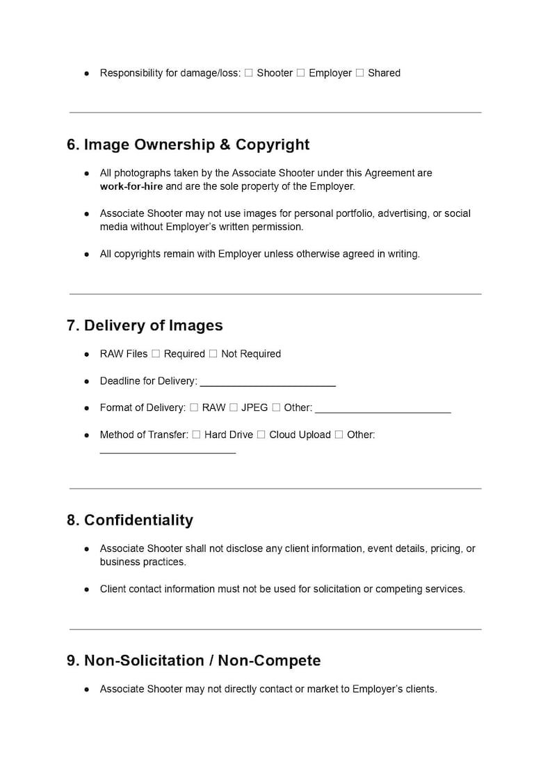Second Shooter Contract Template: Wedding Photography Agreement (PDF ...