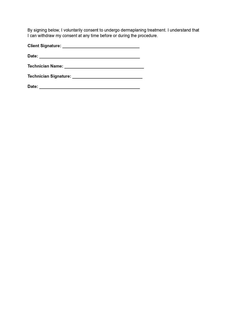 Dermaplaning Consent Form Template: Editable DOC & PDF Waiver - Etsy