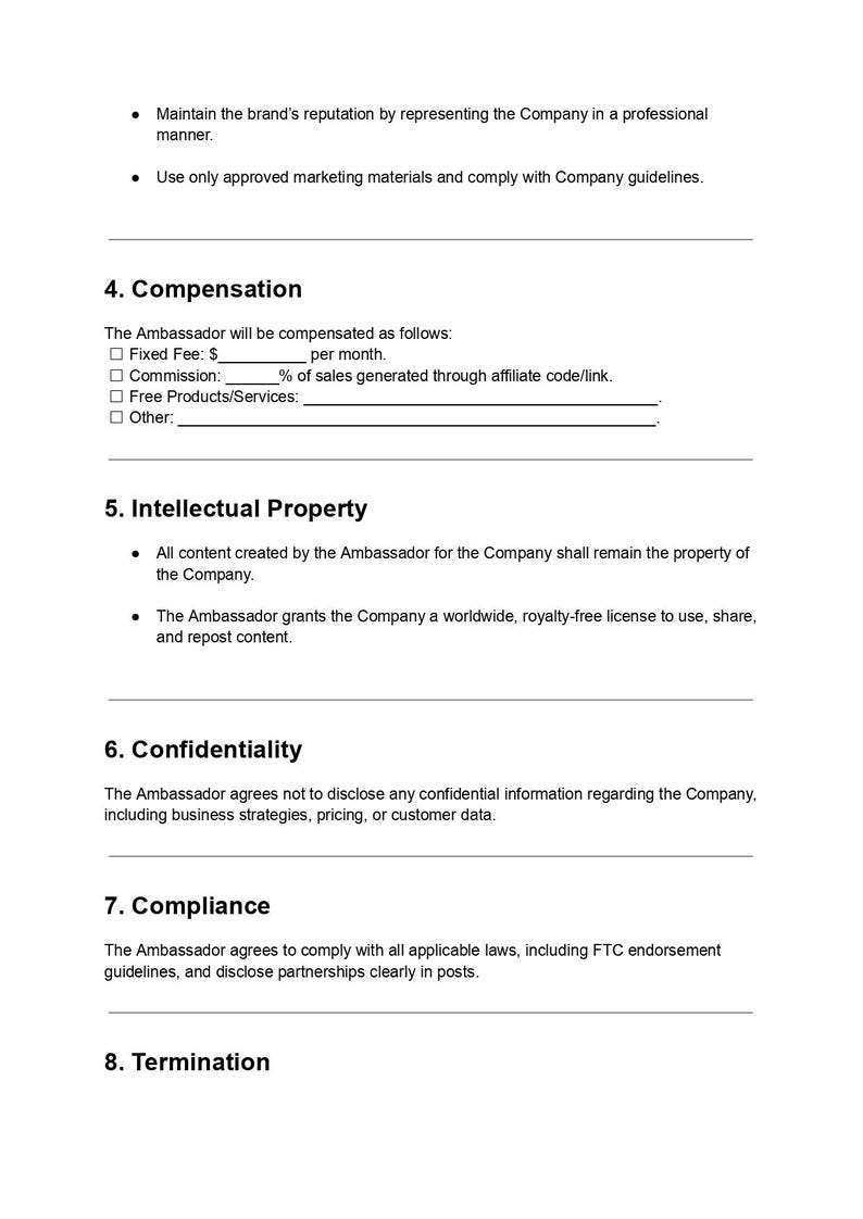 Brand Ambassador Agreement Template | Influencer Marketing Contract ...