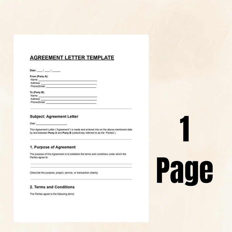 Editable Agreement Letter Template: Professional Business Contract (PDF ...