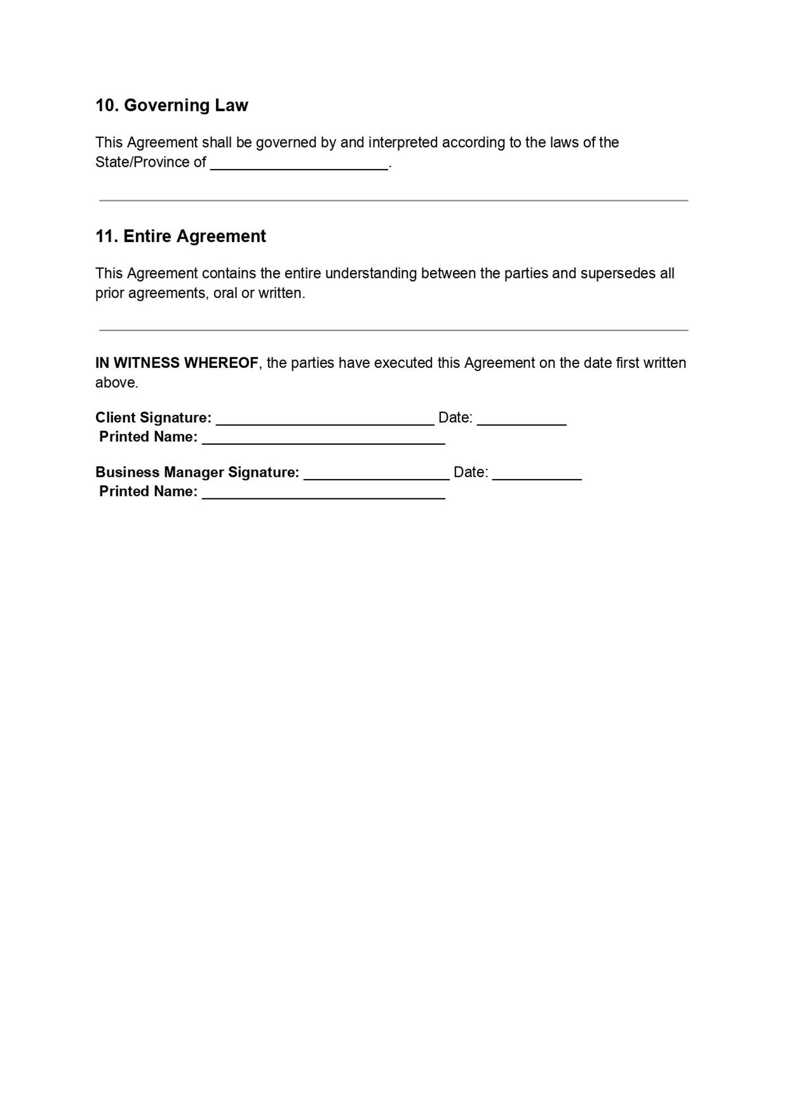 Business Manager Agreement Template: Editable DOC & PDF Instant ...