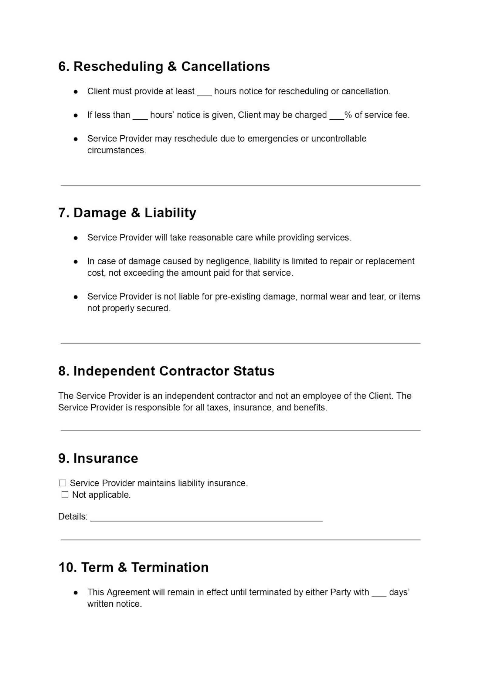 Cleaning Services Agreement Template: Editable Contract (PDF & DOC) - Etsy