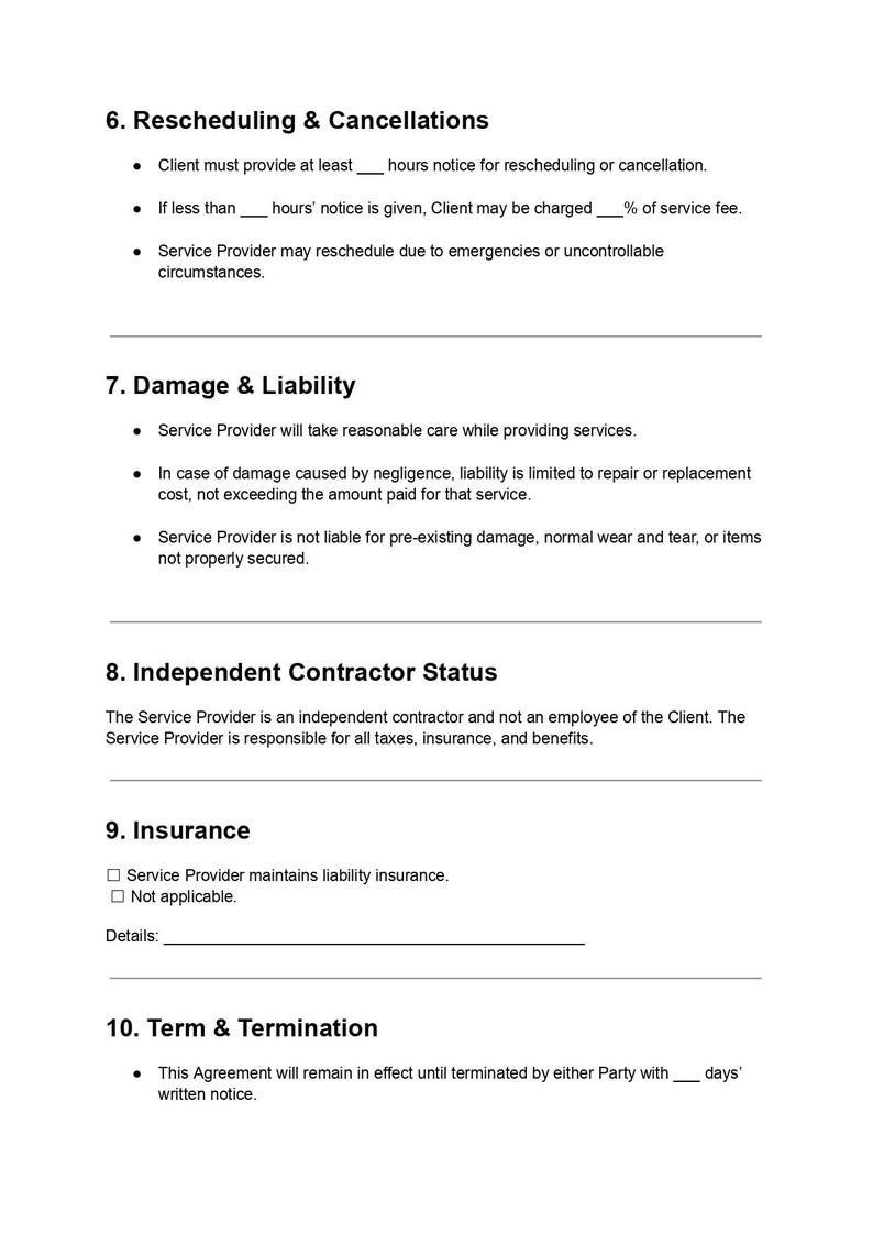 Cleaning Services Agreement Template: Editable Contract (PDF & DOC) - Etsy