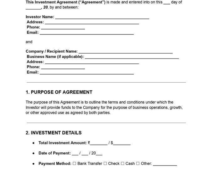 Editable Agreement Letter Template: Professional Business Contract (PDF ...