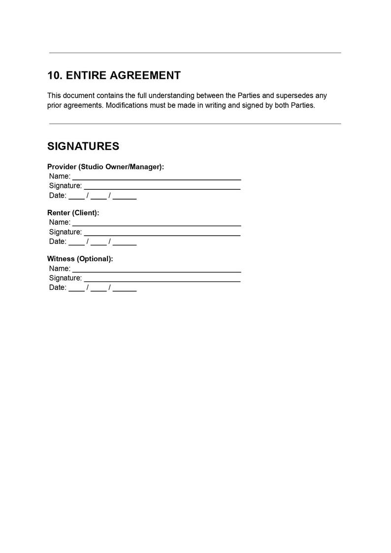 Dance Studio Rental Agreement Template | Editable Lease Contract DOC & PDF - Etsy