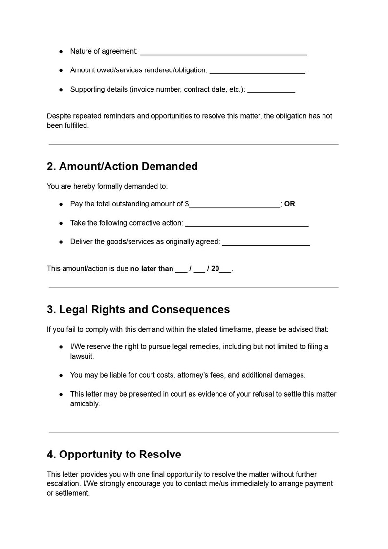 Demand Letter Template, Editable DOC PDF, Legal Notice Form, Payment Request Letter ...
