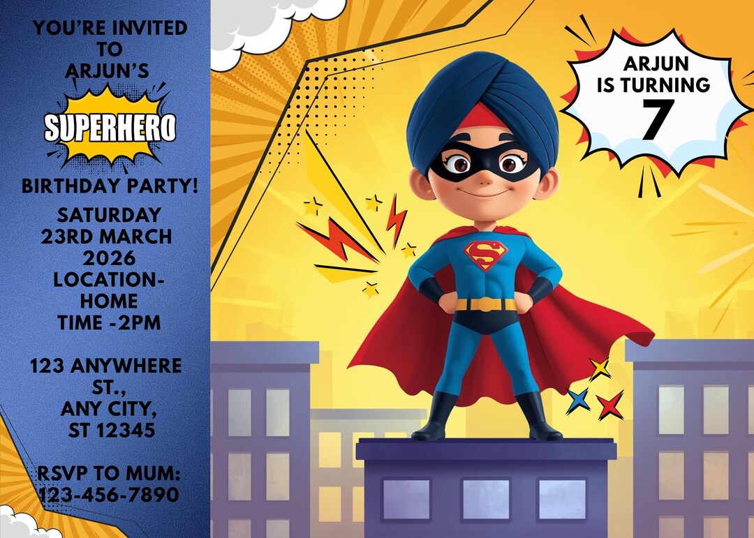 Inclusive Superhero Birthday Invitation for Boys | Editable Printable ...