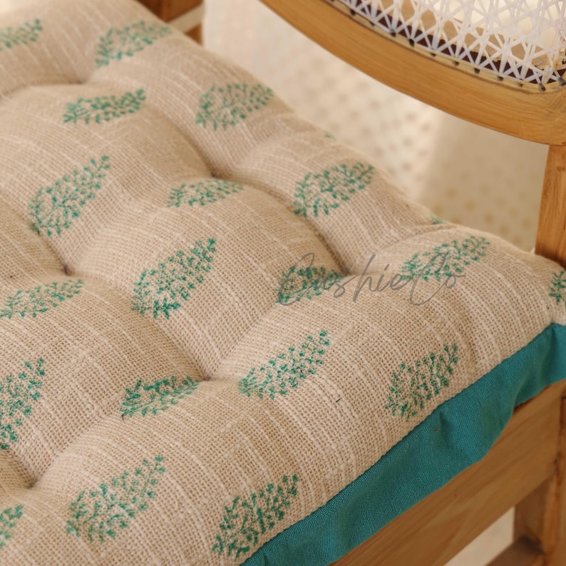 Handmade Block Print Cotton Chair Pad, Boho Seat Cushion - Etsy